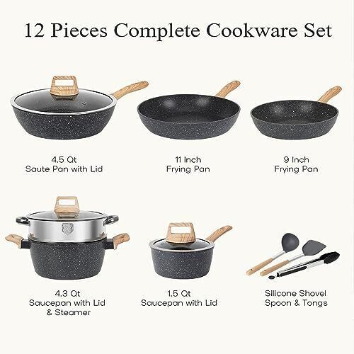 12pcs Pots and Pans Set Non Stick Kitchen Cookware Sets Induction ...