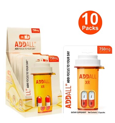 AddAll XR 750mg, Energy Focus Concentration - 10 Packs - 20 Capsules ...