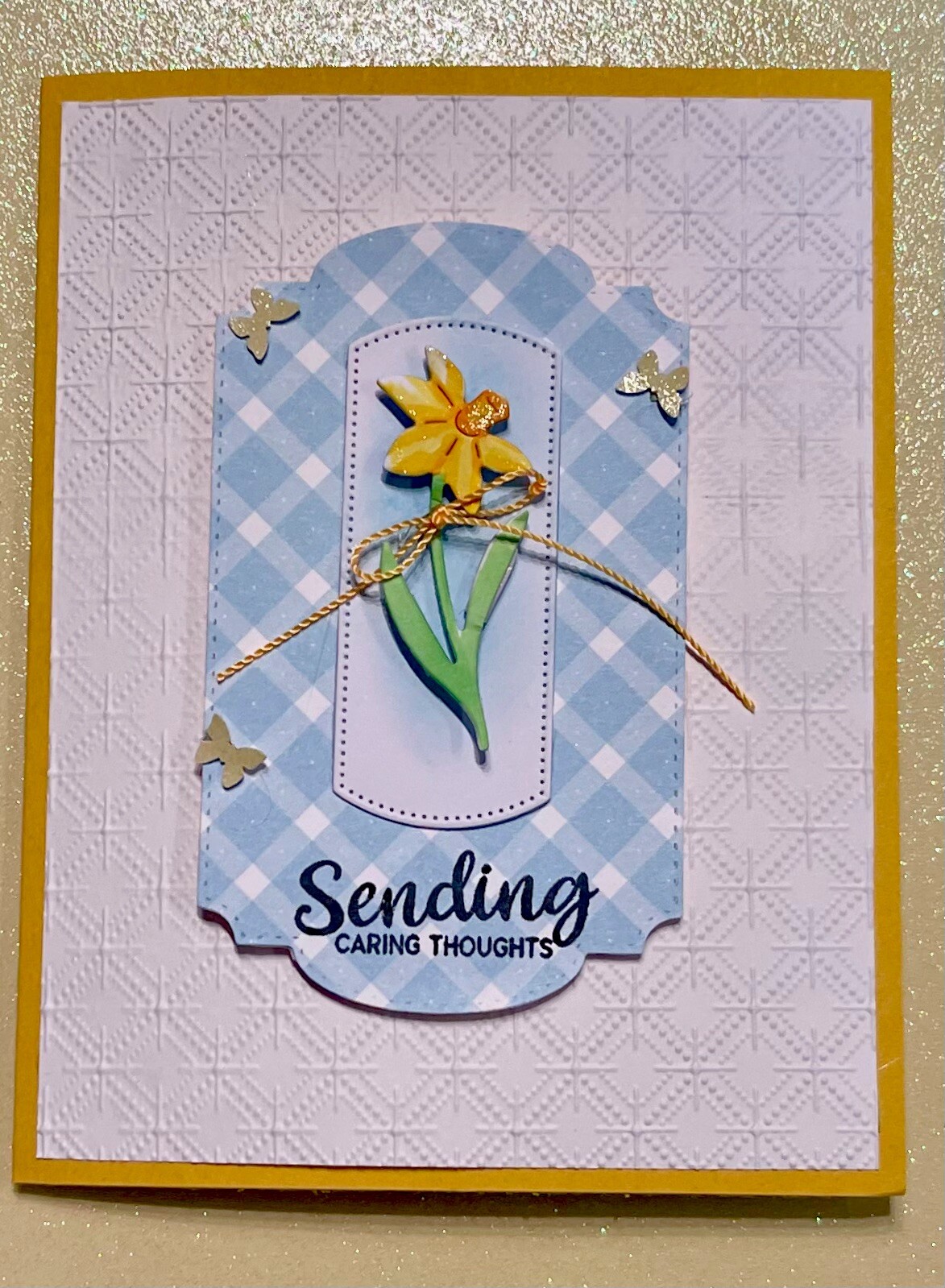 4 “Sending Caring Thoughts ” Country Gingham DSP Card Kit Daffodils | eBay