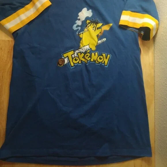 Vintage Pokemon Tokemon Parody Pikachu Weed Stoner T-… - Gem