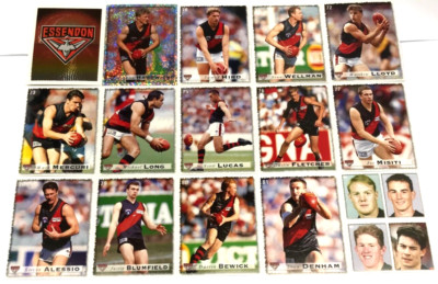 1999 SELECT AFL COLLECTABLE STICKERS FULL BASE TEAM SET-ESSENDON (15 ...