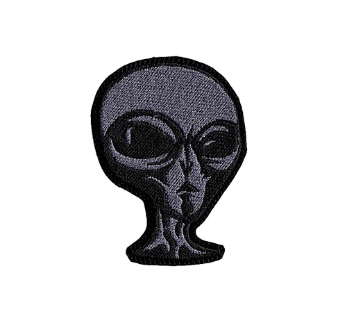 Alien Patch Embroidered iron on gray alien fabric patch | eBay