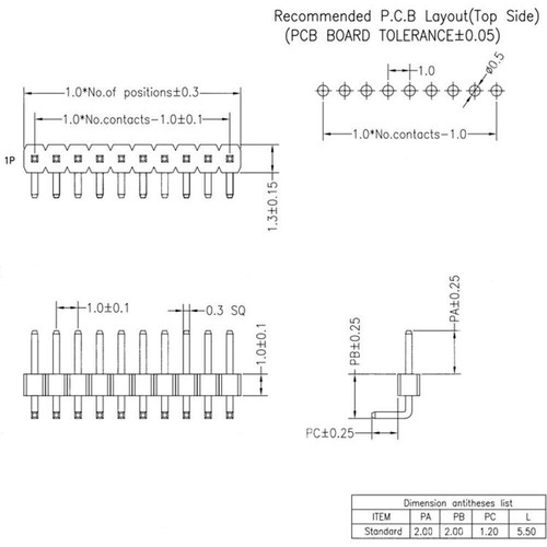 5Pcs Gold Plated 1.0mm Pitch 50 Pin Header Male Connector Single Right ...