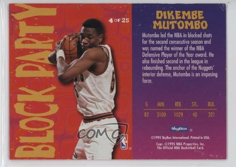 1995-96 NBA Hoops Block Party Dikembe Mutombo #4 HOF | eBay