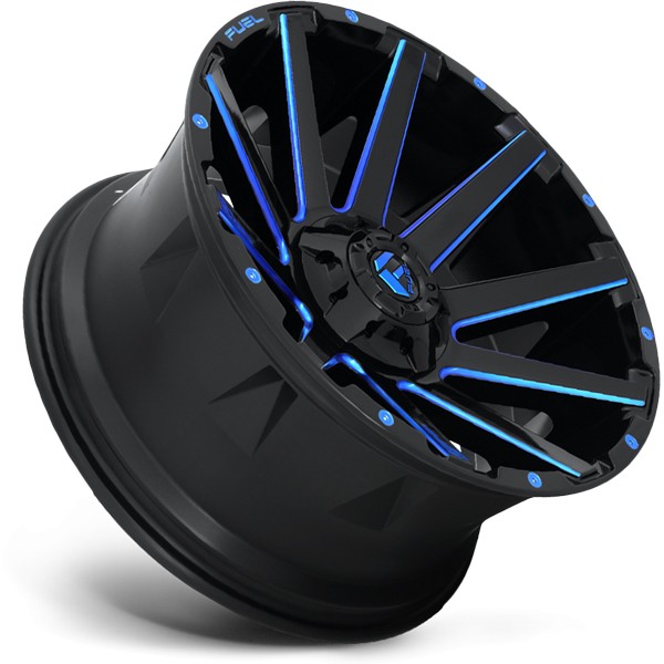 (4) Fuel D644 Contra 20x9 5x4.5"/5x5" +1 Black/Milled/Blue Wheels Rims ...