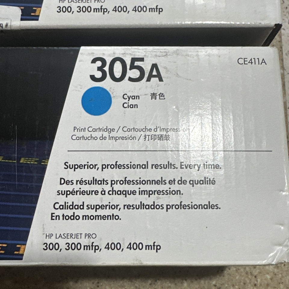 Genuine HP 305A Toner OEM New Sealed CE411A CE413A Cyan & Magenta Set ...