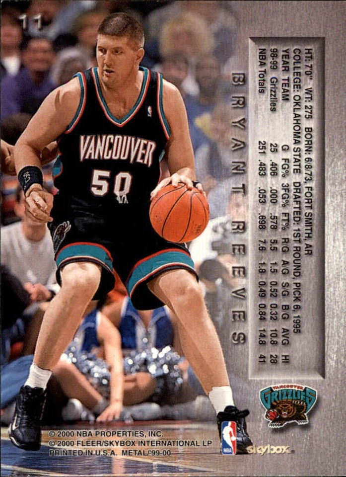 1999-00 Metal Vancouver Grizzlies Basketball Card #11 Bryant Reeves | eBay