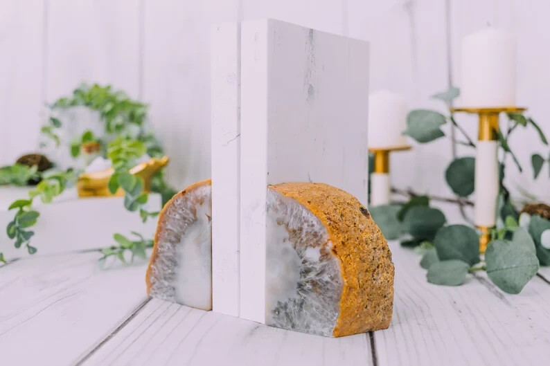 11 lbs Amethyst Book Ends, Agate Bookend Pair - Geode Bookend - Home ...