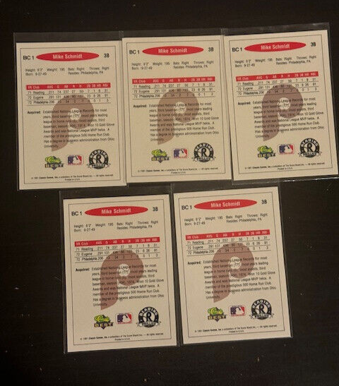 1999 Classic Best MIKE SCHMIDT Gold Lot (5) Phillies #BC-1 Reading | eBay