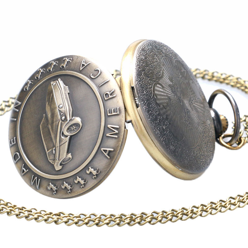 Vintage Style Car Design Pocket Watch for Men Women Quartz Necklace ...