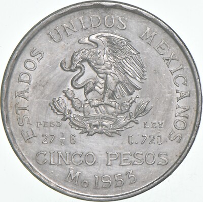 1953 5 Five Peso Pesos Silver Mexico Mexican High Grade *263 | eBay