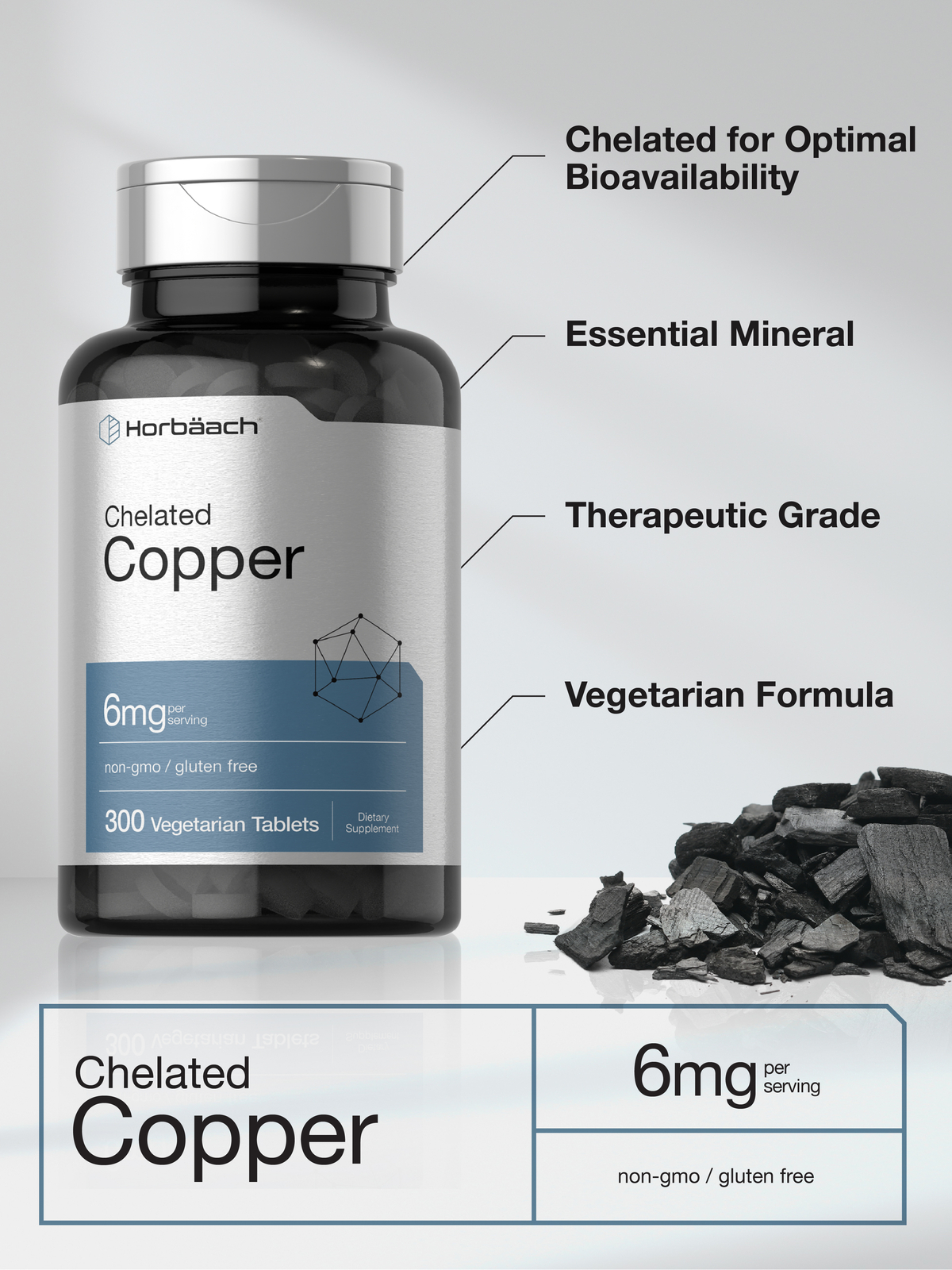 Chelated Copper | 6 mg | 300 Tablets | Vegetarian, Non-GMO | by ...