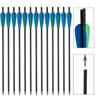 Archery 12Pcs 20" Carbon Crossbow Bolts Arrow OD 8.8mm Crossbow Outdoor ...