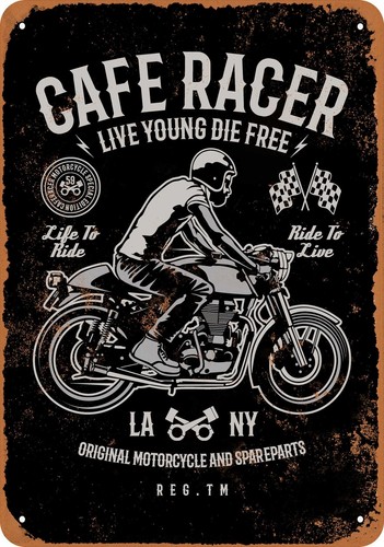 METAL SIGN - Cafe Racer (BLACK) -- Vintage Look | eBay