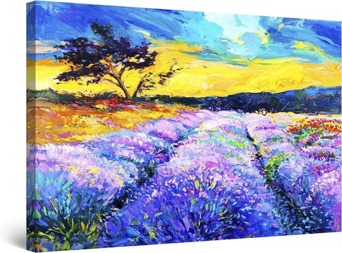 Levander Field Purple Painting 90x60cm Framed Premium Quality Wall Art ...