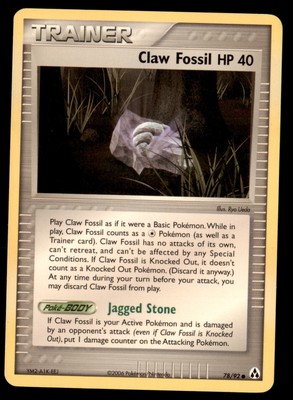 Pokemon Card Claw Fossil HP 40 (EX Legend Maker) 78/92 EXCELLENT Non ...