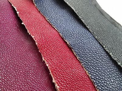 Dark blue red black unpolished stingray skin leather remnants 2pcs | eBay