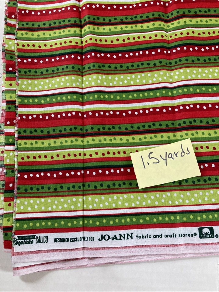 Christmas Stripe Fabric- Joann Cotton- 3 Prints | eBay