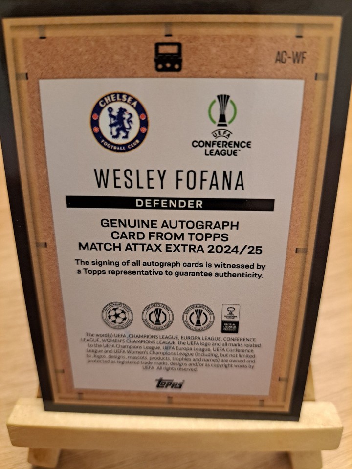 Topps Match Attax Extra 24/25 - Genuine Autograph - Wesley Fofana - AC ...