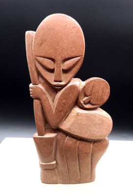 African Shona Zimbabwe Stone Figure Sculpture Mother Child Artist ...