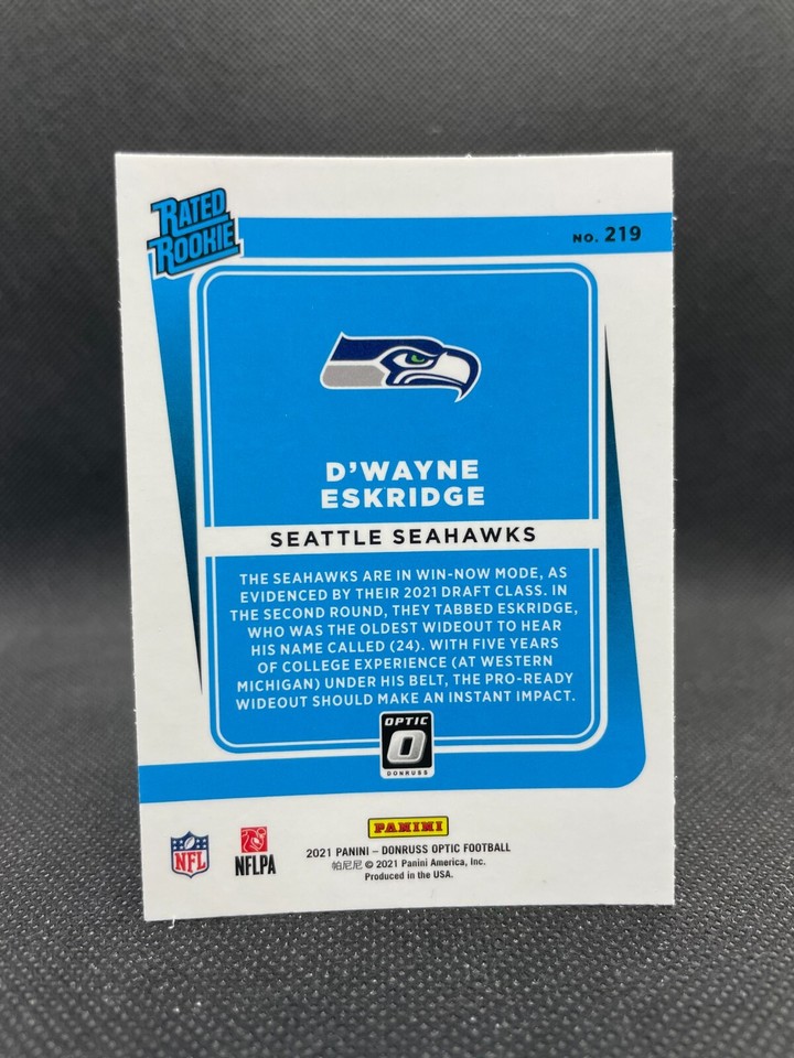 D'WAYE ESKRIDGE 2021 PANINI DONRUSS OPTIC RATED ROOKIE CARD #219 ...