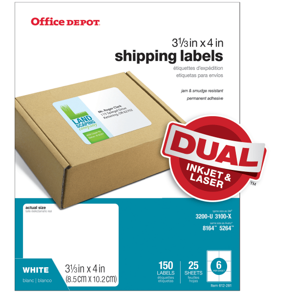 Avery 8164 5264 Office DEPOT BRAND 3 1 3 X 4 600 White Labels For avery-8164-5264-office-depot-brand-3-1-3-x-4-600-white-labels-for