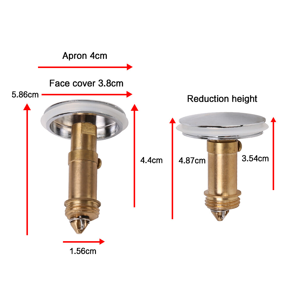 Sink Plug Pop Up Chrome Basin Waste Spring Bolt Easy Push Click Clack ...