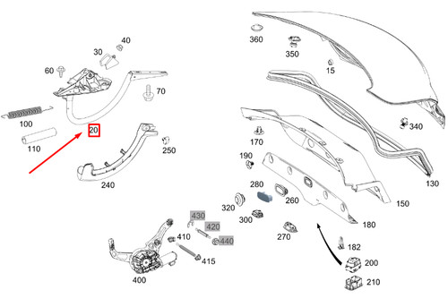 MERCEDES-BENZ E C238 TRUNK LID LEFT SIDE HINGE BRACKET A2387503100 NO🇺🇸 ...