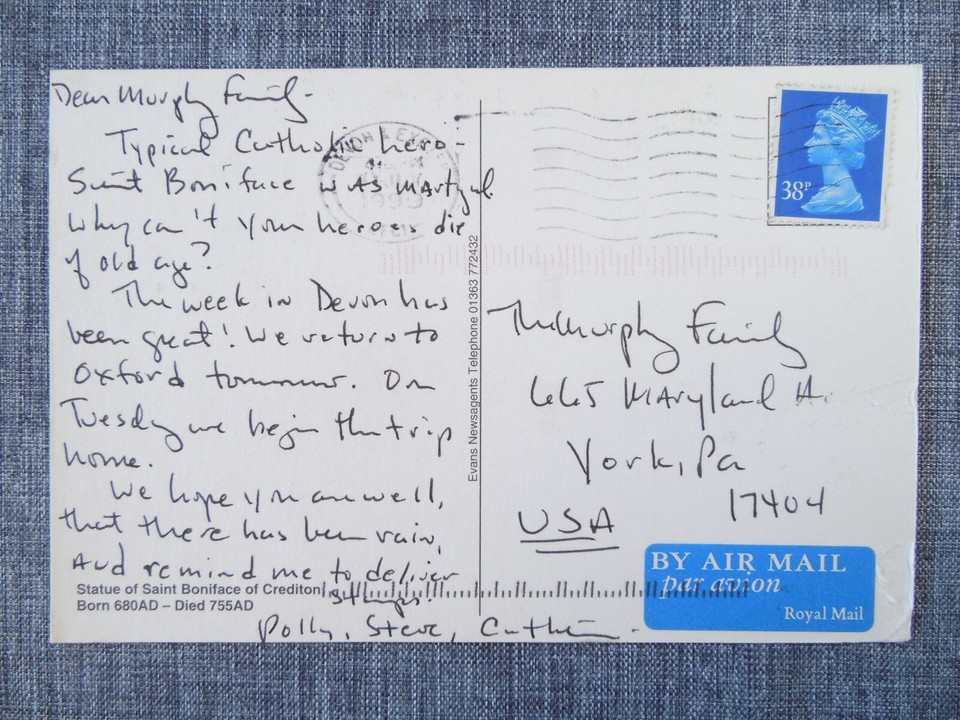 Saint Boniface Statue of Credition Vintage Postcard posted 1999 England ...