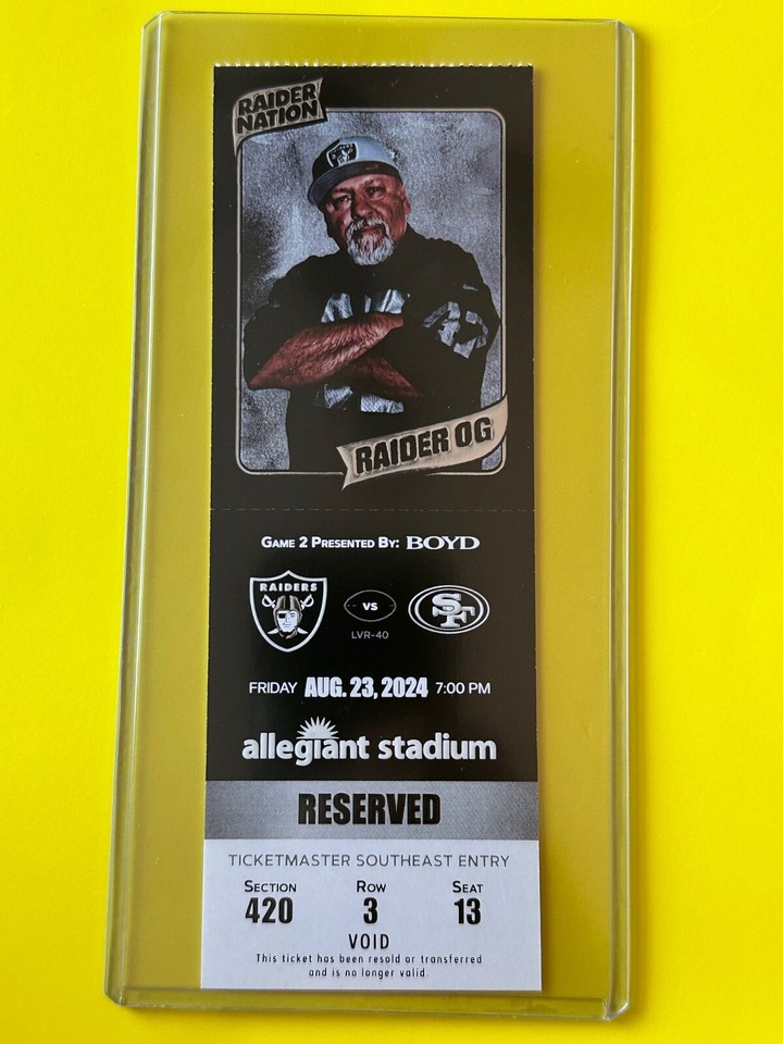 2024 Las Vegas Raiders Official NFL Season Ticket Stub - Pick any game ...