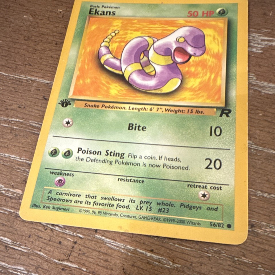 Pokémon Ekans 56/82 Team Rocket 1st Edition 2000 Basic Card 50 HP ...