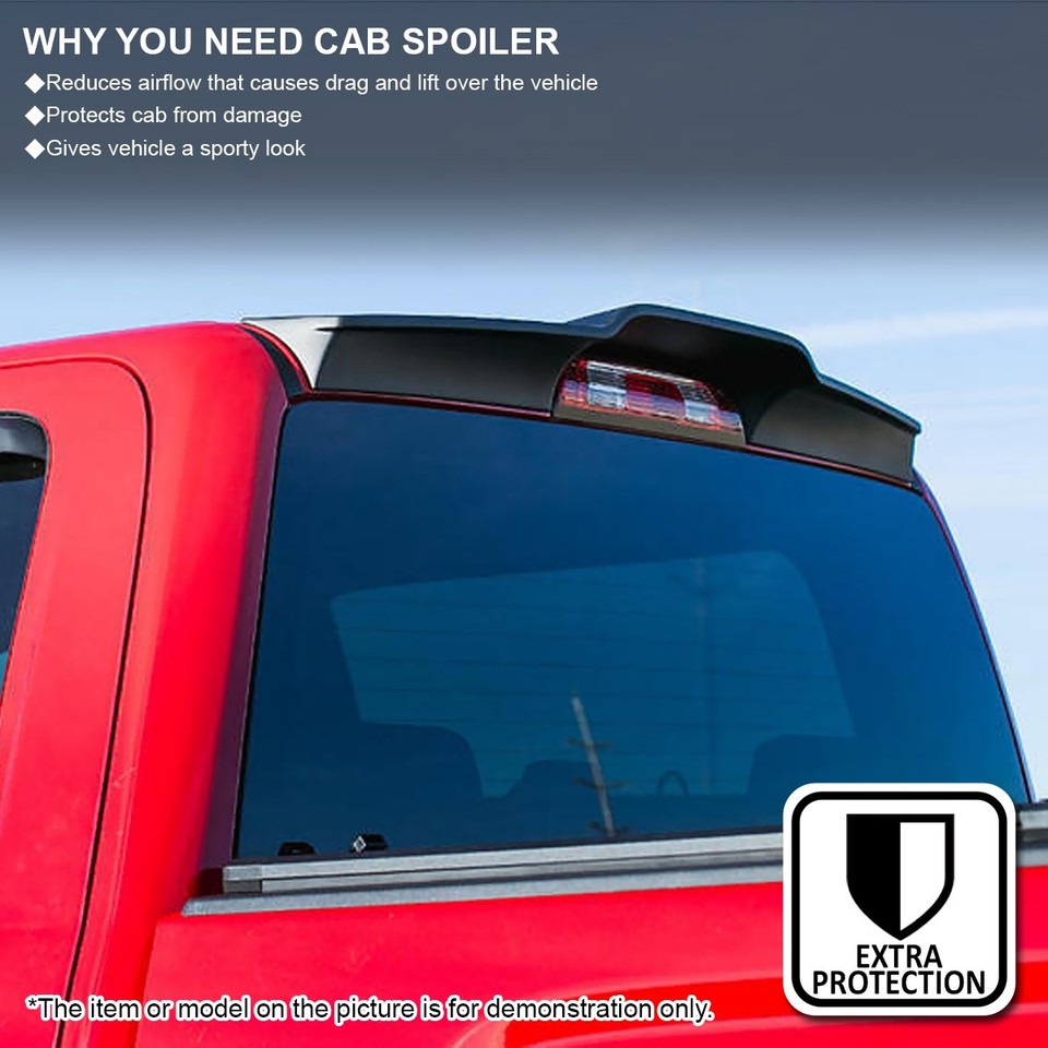 Fits 2013-2018 Dodge Ram 1500 Matte Black Rear Window Roof Top Spoiler ...