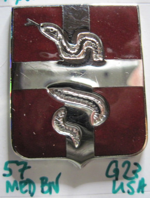 Army crest DI dui cb clutchback 57th MEDICAL BATTALION med bn G23 USA ...