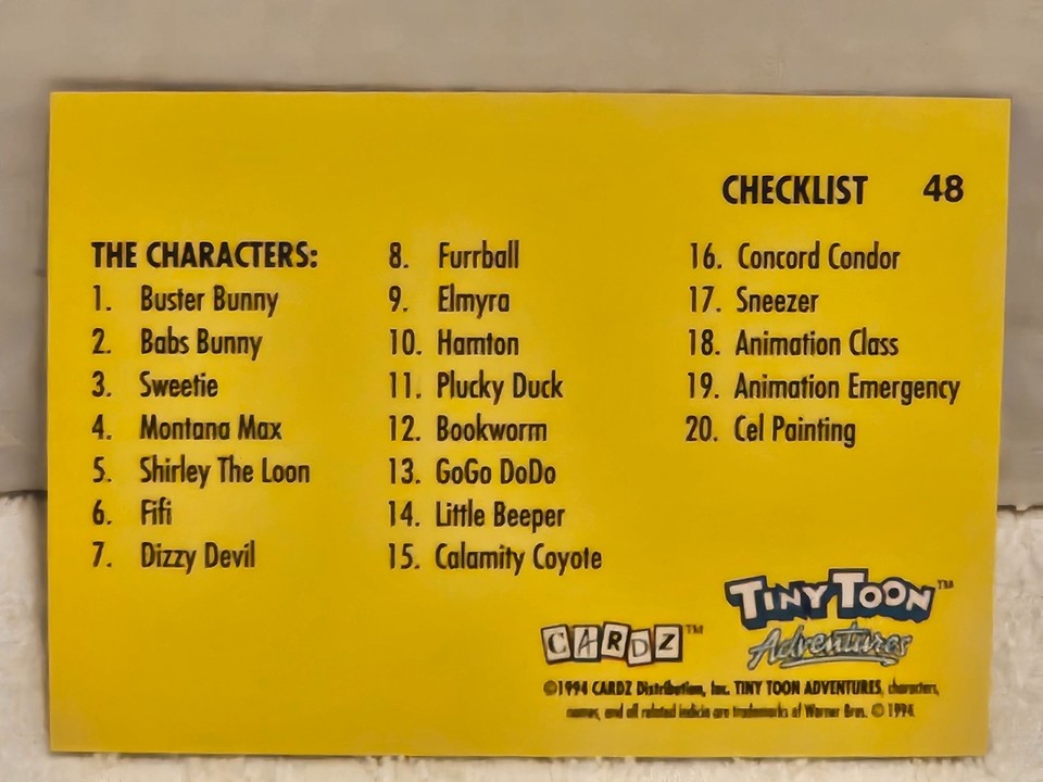 1994 Cardz Tiny Toon Adventures Trading Cards You-Pick - Complete your ...