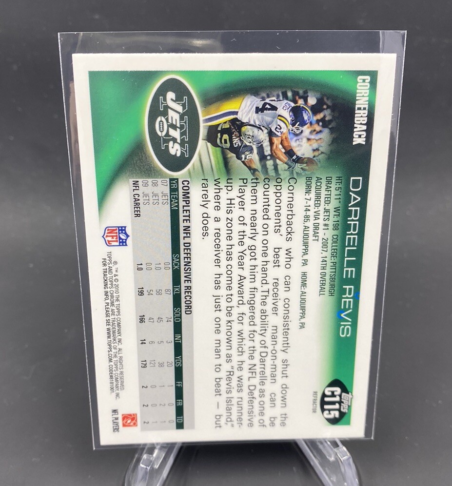 2010 TOPPS CHROME DERRELLE REVIS ORANGE REFRACTOR #C115! NEW YORK JETS ...