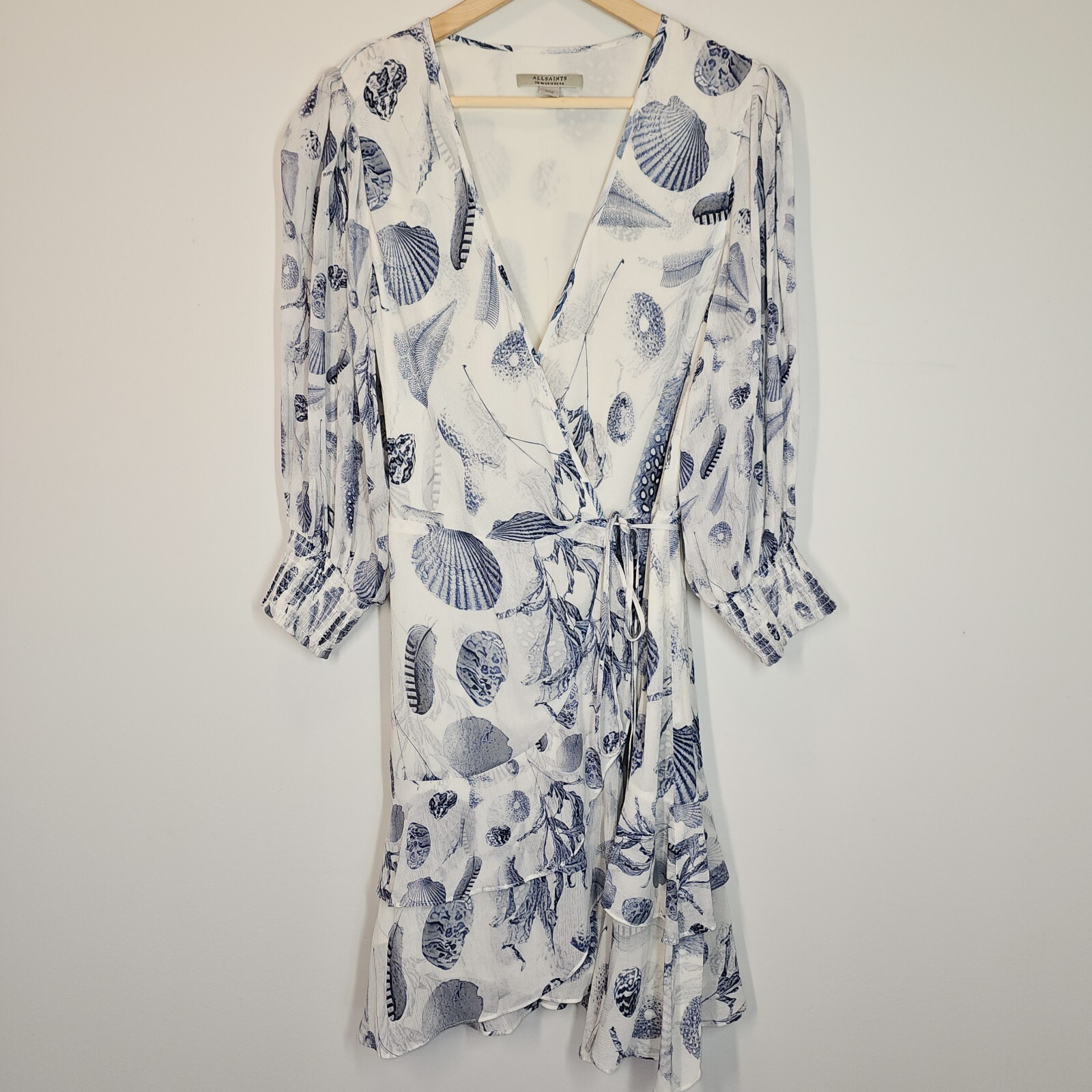 All Saints Ari Oceano Coastal Mini Beach Wrap Ruffle … - Gem