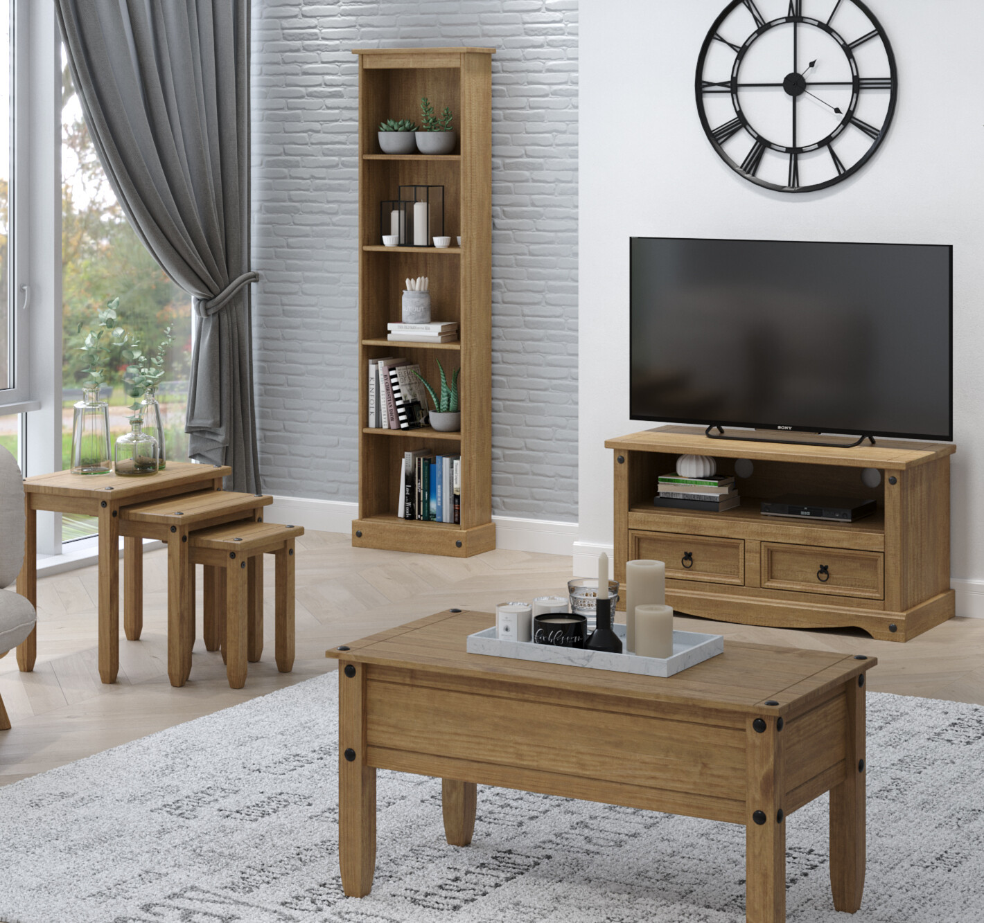Corona Solid Pine Living Room Furniture Coffee Table Sideboard TV Stane ...