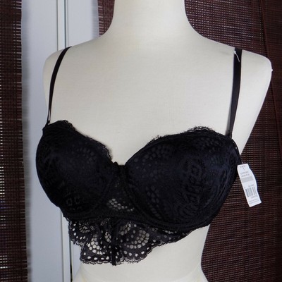Just be...Multi Way Strapless Allover Cheeky Lace Bra 36C Black Push-Up ...