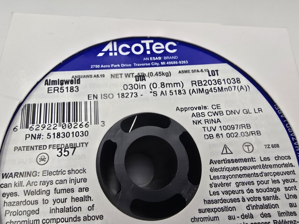 QTY 5 AlcoTec ER5183 Aluminum Mig Welding Wire 0.30" Alloy 1 LB Spool ...