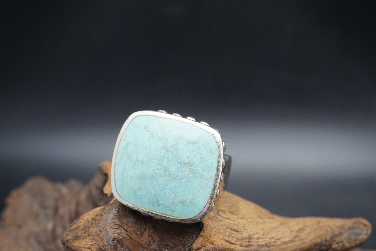 Sterling Silver Designer Domed Square Faux Turquoise Ring Size 8 W. 9.54 Grams | eBay