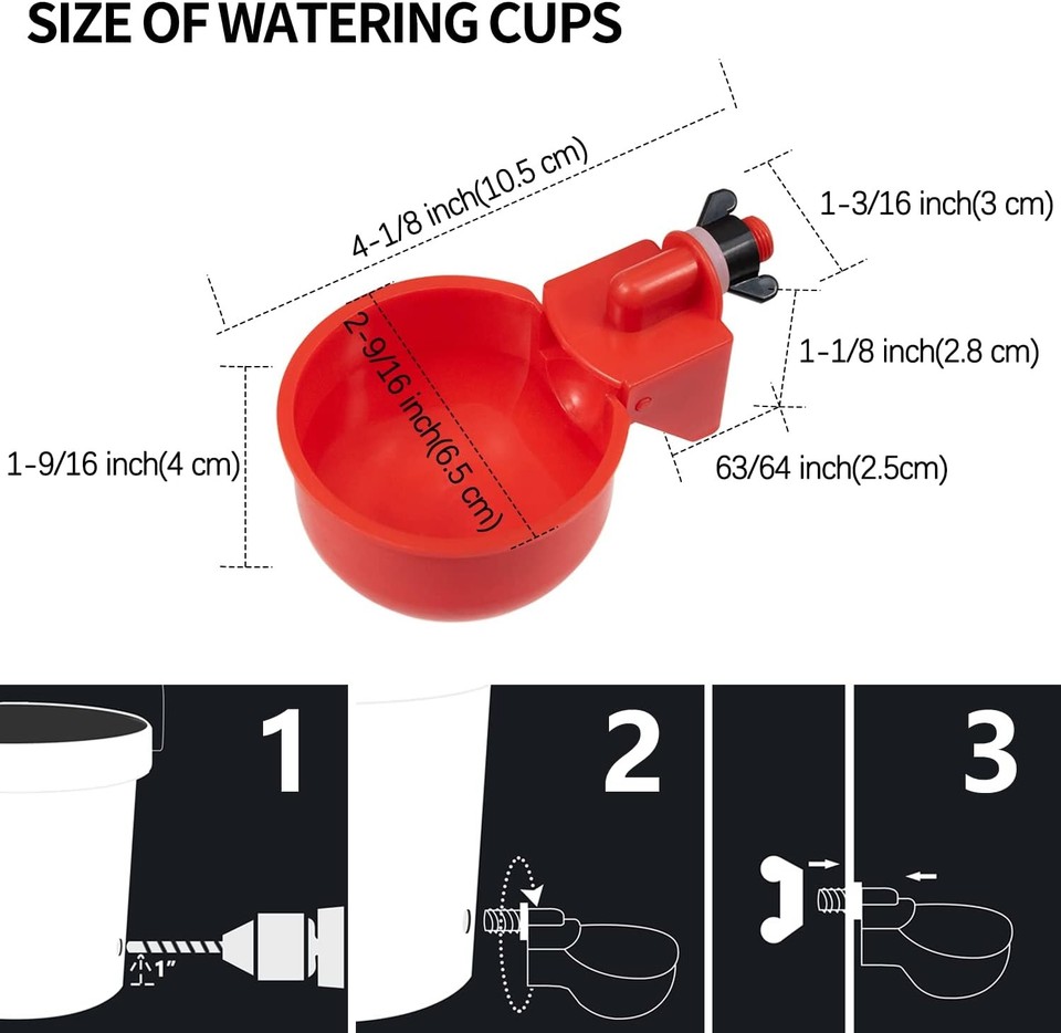12 PACK AUTOMATIC WATERER DRINKER CUPS CHICKEN COOP POULTRY CHOOK BIRD ...