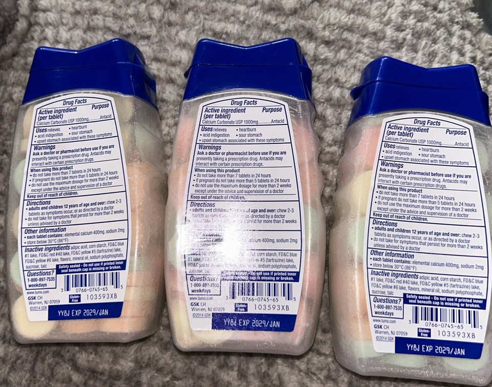 Tums Ultra 1000 Maximum Strength Assorted Fruit Antacid/Calcium 3 ...