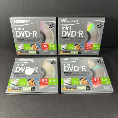 4 Pack - Memorex Mini DVD-R 1.4GB 30 Minutes DVD Camcorder Scratch ...
