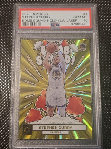 -PSA 10- Stephen Curry #1 2023 Donruss Bomb Squad Holo Yellow Laser! 18 ...