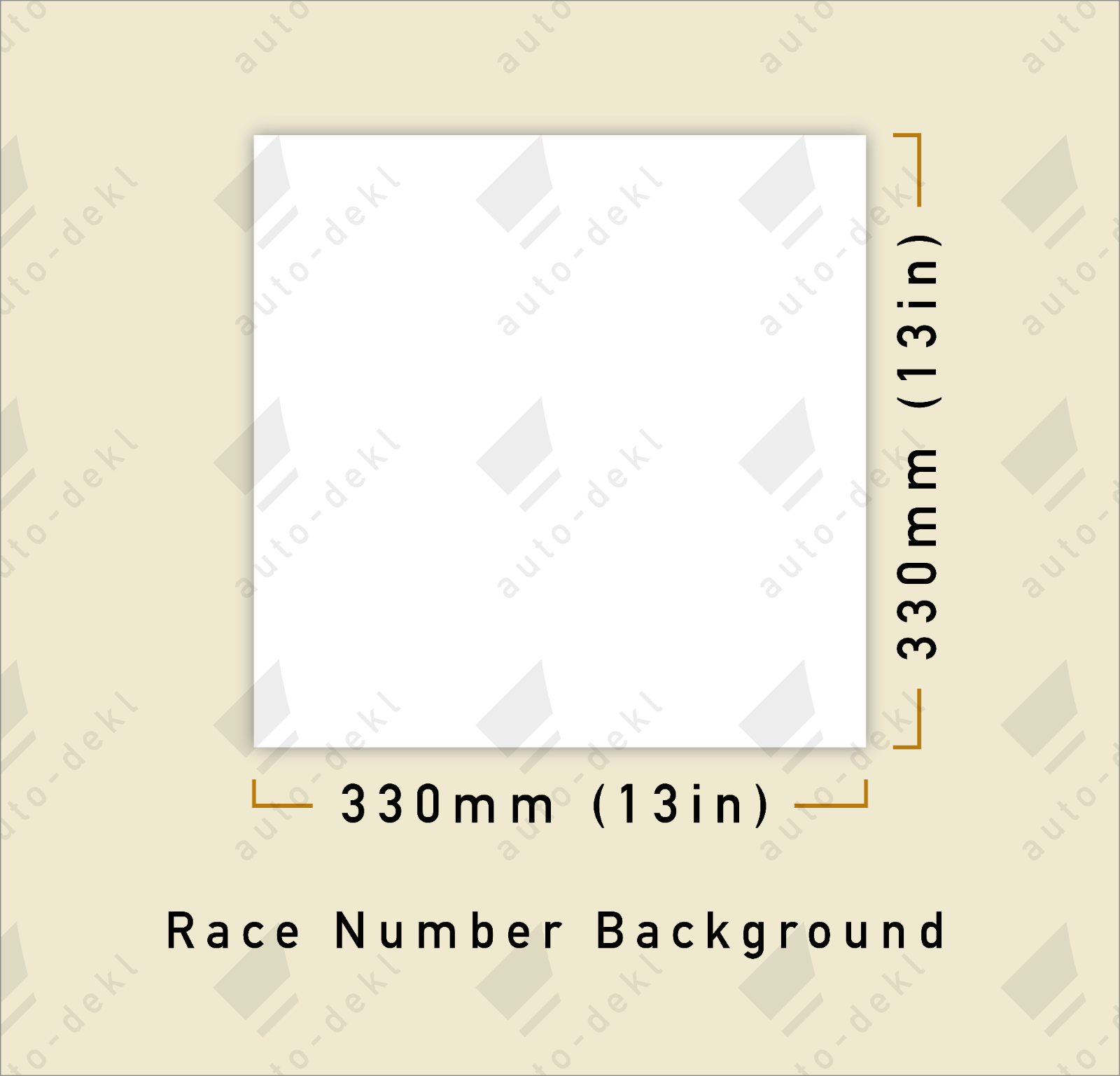 330mm/13in Square Race Number Background Sticker - Rally Competition ...