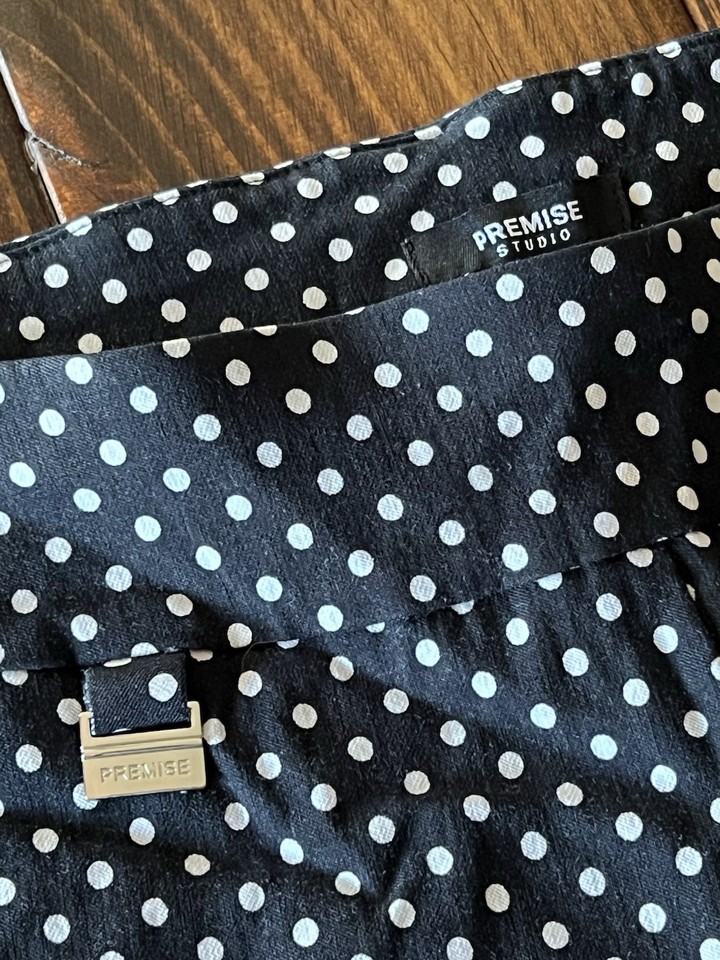 Premise Studio Black Polka Dot Bermuda Shorts Tummy Control Womens Sz L ...