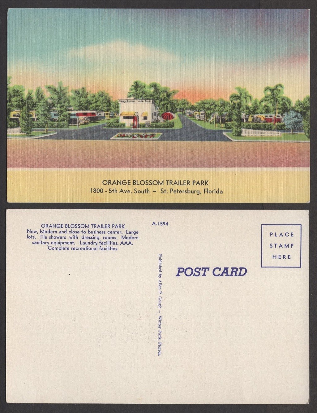 Old Florida Postcard – St. Petersburg – Orange Blossom Trailer Park | eBay