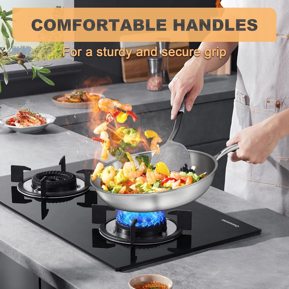 12-Inch Tri-Ply Stainless Steel Skillet, Pan, Induction Cooking Pan | eBay