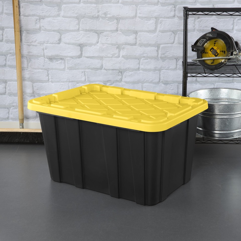 Sterilite 6PCS 27 Gallon Industrial Tote, Plastic Storage Bin, Black ...