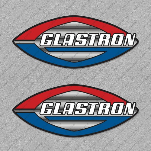GLASTRON BOAT LOGO 1970-1973 LIGHT GRAY DECALS STICKERS 12" x 5.1" 2pcs ...